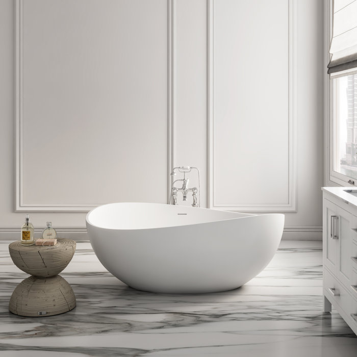 SJ STAR&JANE 63'' x 38'' Freestanding Soaking Solid Surface Bathtub | Wayfair